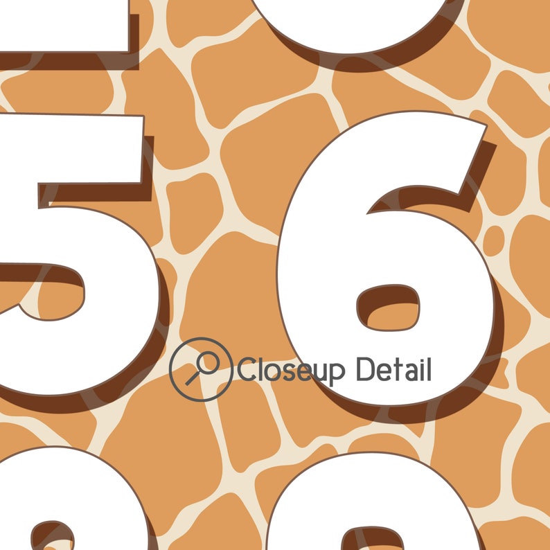 Giraffe Number Print Kids Counting Playroom Wall Art Neutral - Etsy