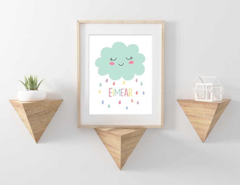 Rain Cloud Name Print Personalised New Baby Gift Rainbow Weather ...