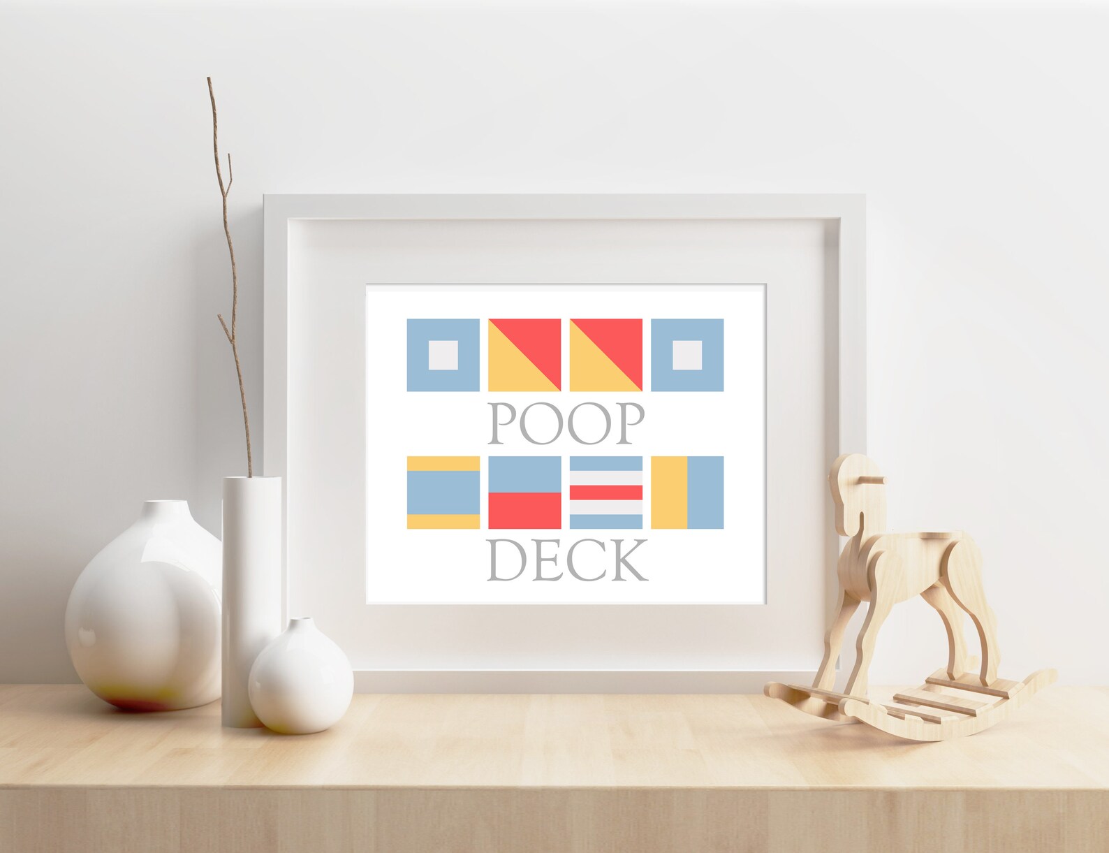 Nautical Flags Poop Deck Print Funny Ocean Nursery Wall Art | Etsy