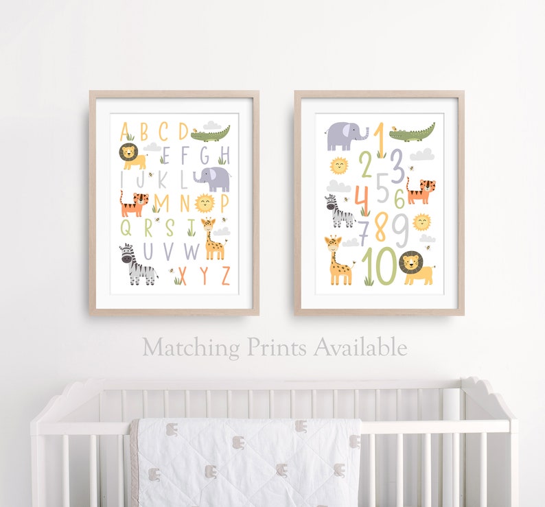 Safari Animal Numbers Print Cute Neutral Nursery Decor - Etsy