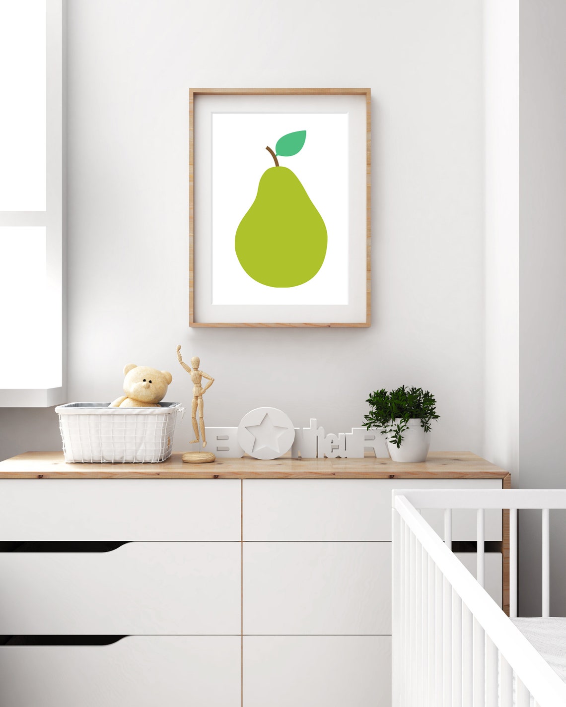 Big Green Pear Print Modern Bright Fruit Nursery Wall Art - Etsy