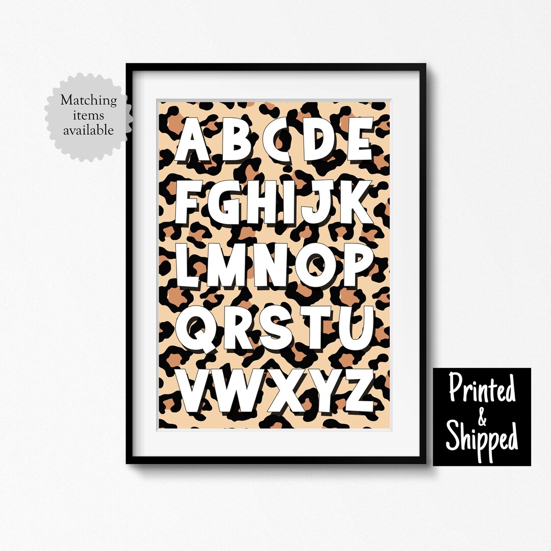 Leopard Print Alphabet Art Print Neutral Kids Playroom Poster Pattern ...