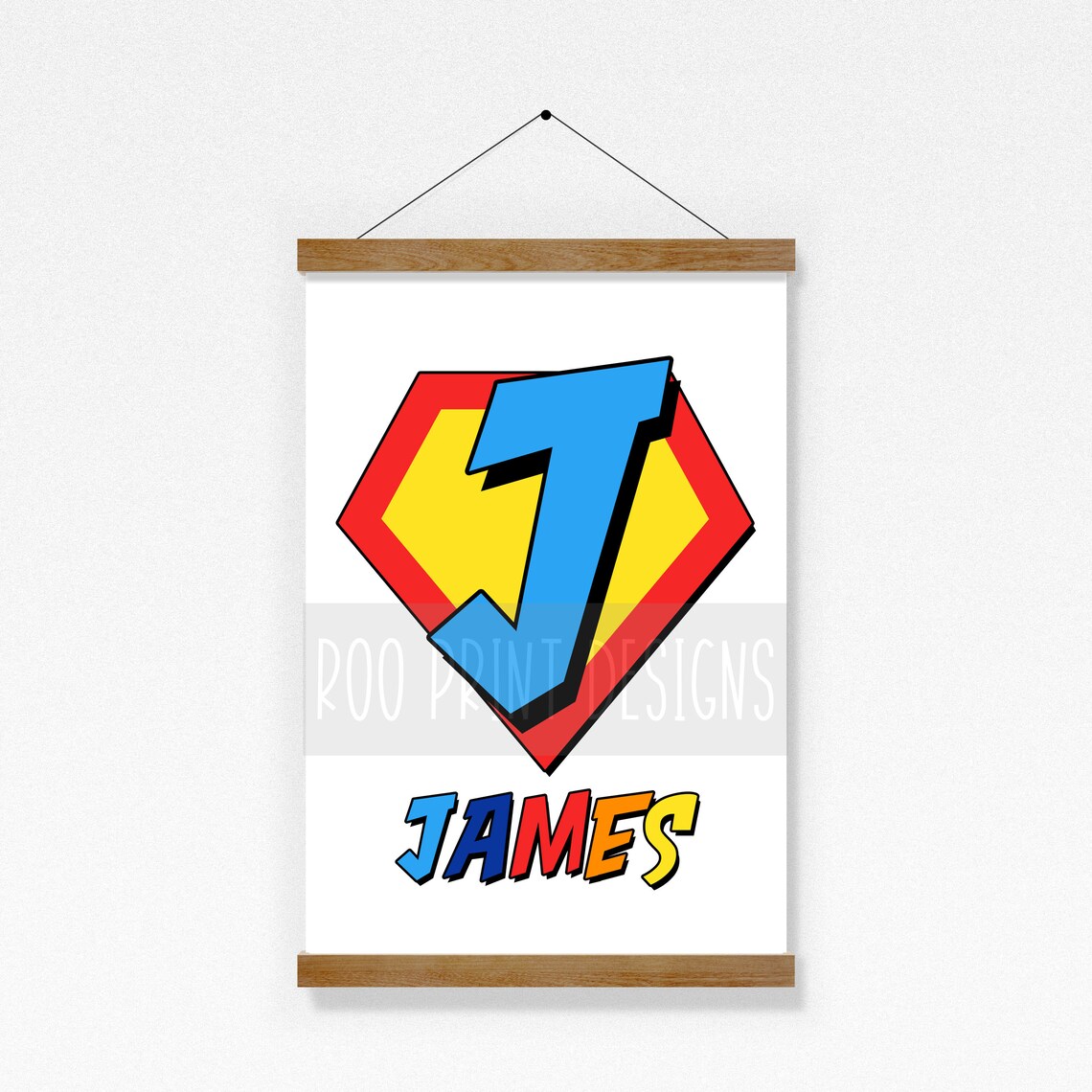 Personalised Superhero Name Print Cute Monogram Kids Poster | Etsy