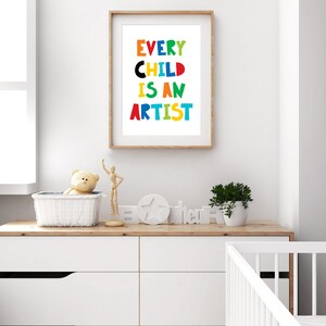 Every Child is an Artist Print Bright Kids Nursery Word Playroom Words ...