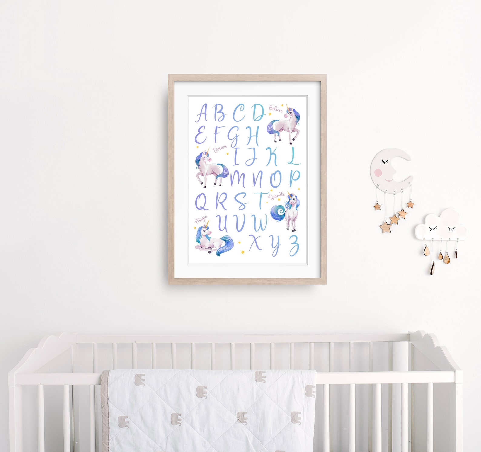 Unicorn Alphabet Print Girls ABC Poster Pretty Pink Blue - Etsy