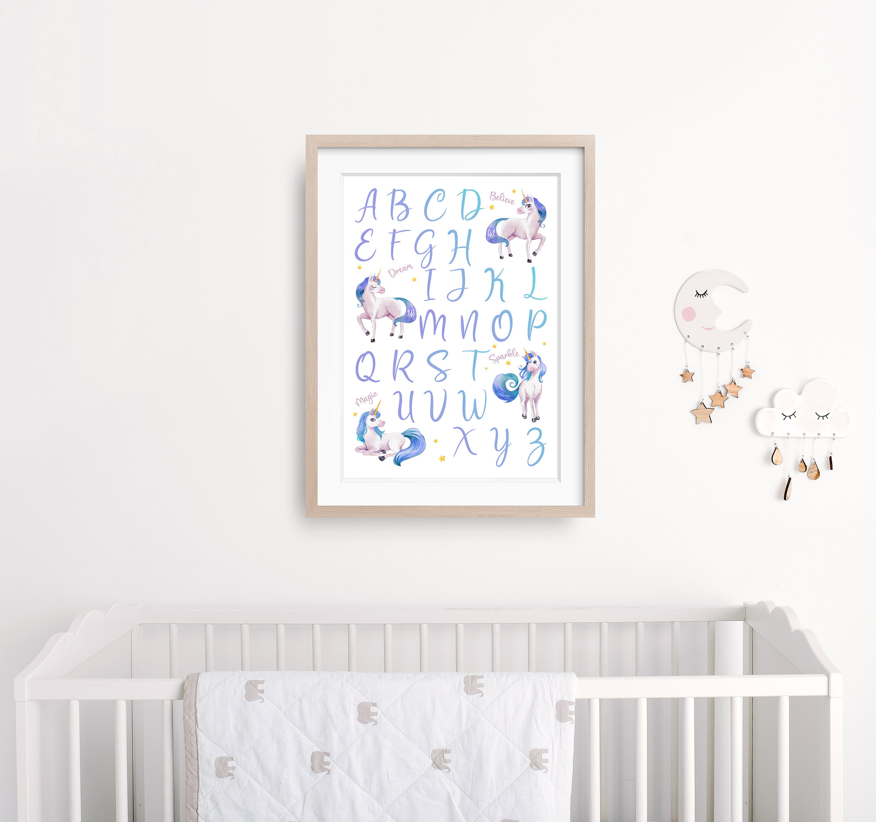 Unicorn Alphabet Print Girls ABC Poster Pretty Pink Blue - Etsy UK