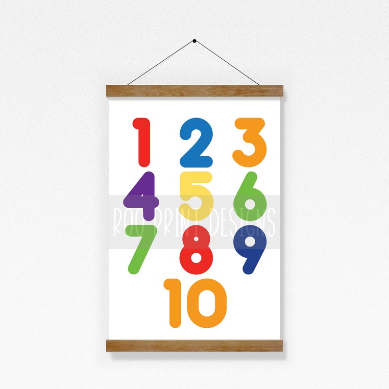 Rainbow Numbers Print Rainbow Nursery Wall Colourful Playroom - Etsy