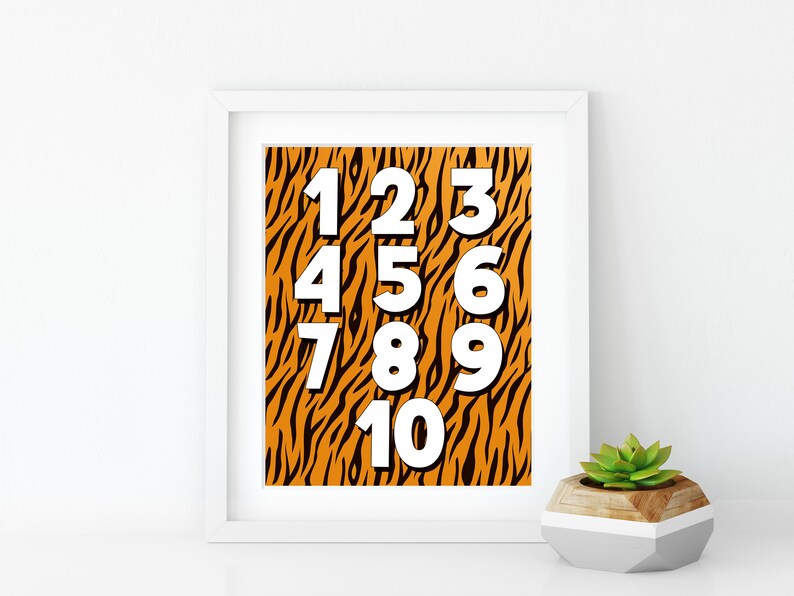Tiger Number Print Kids Childrens Playroom Orange Wall Art | Etsy