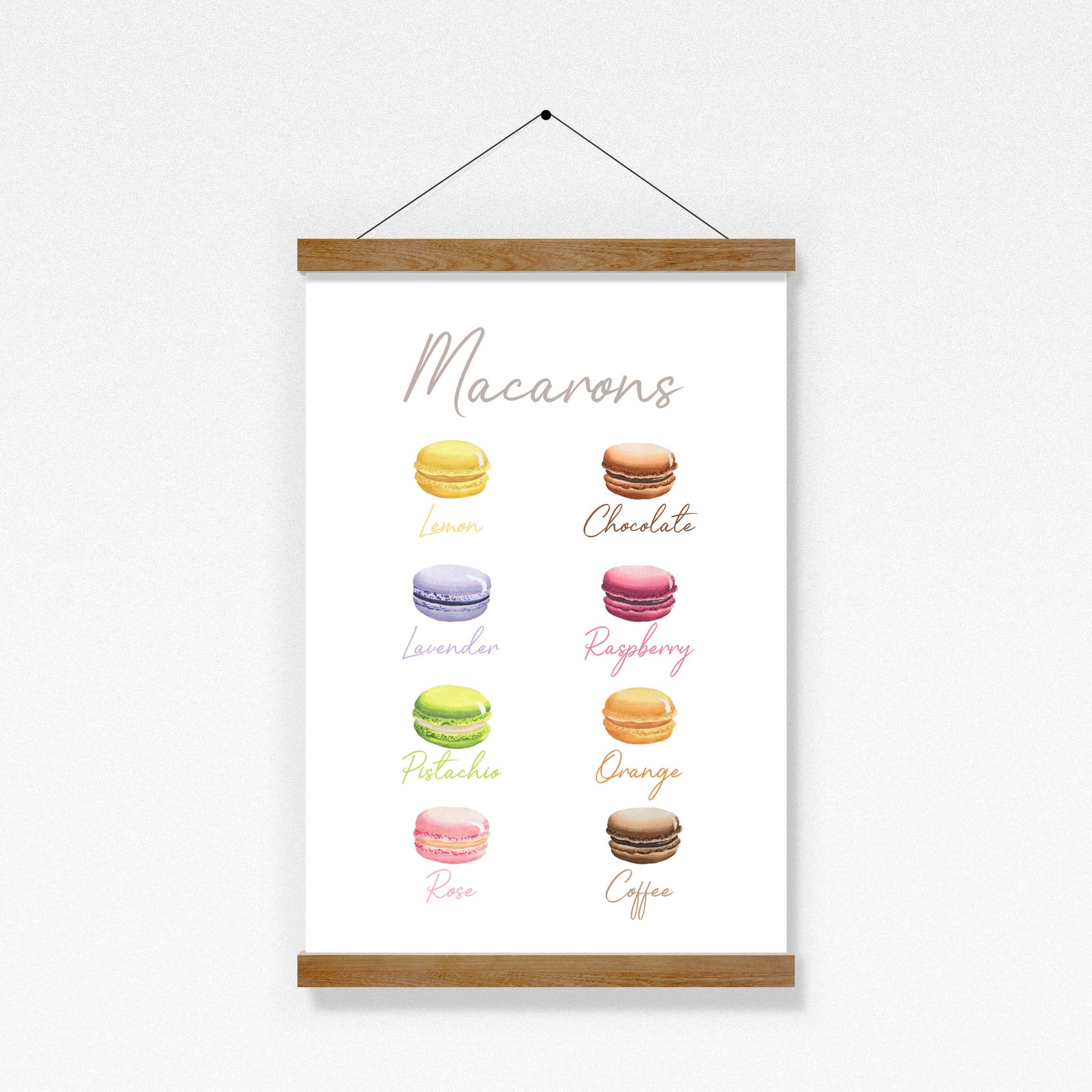 Macaron Art Print Cake Pastry Baking Flavours Flavors Nursery Kitchen ...