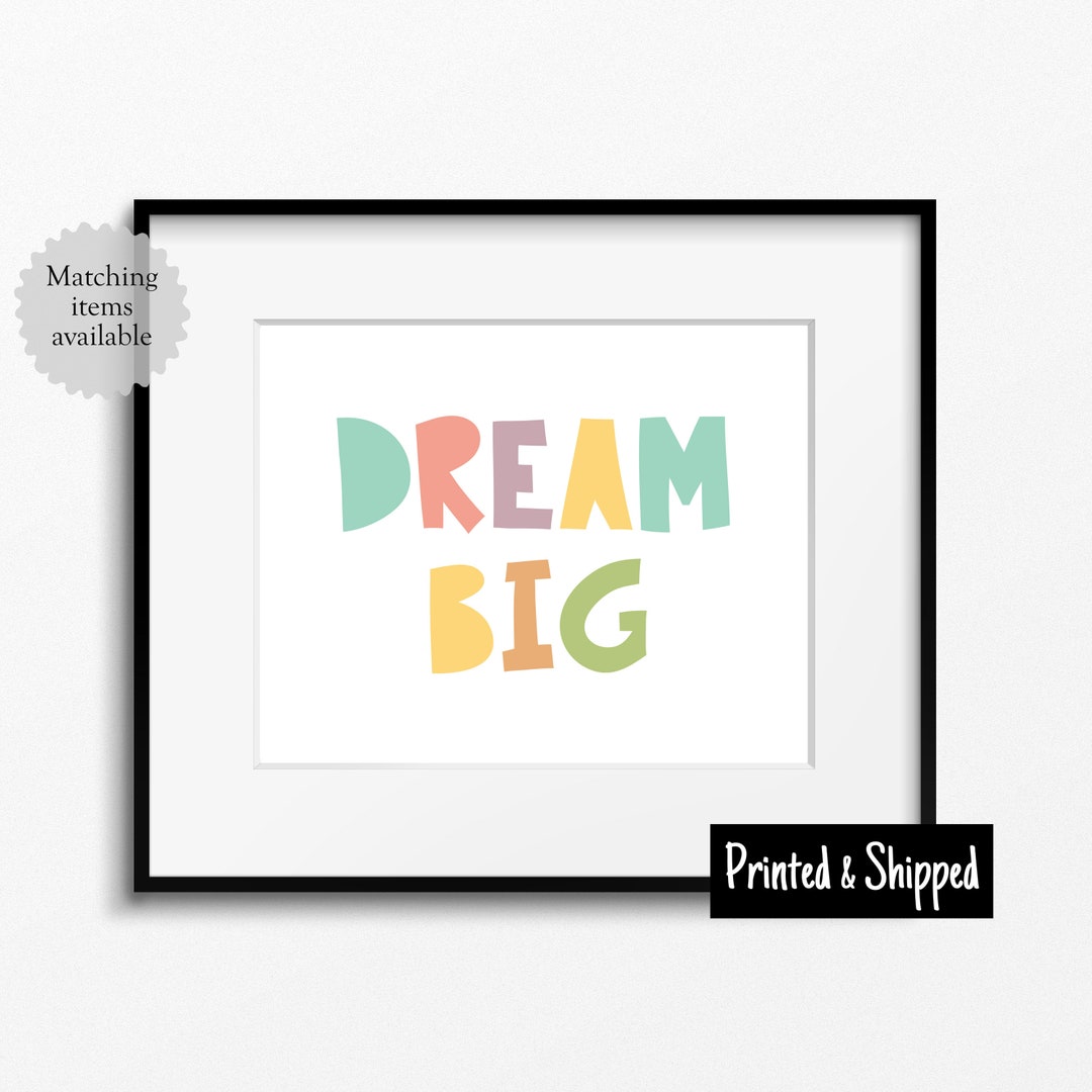 Dream Big Art Print Pastel Nursery Word Decor Playroom Words Toddlers ...
