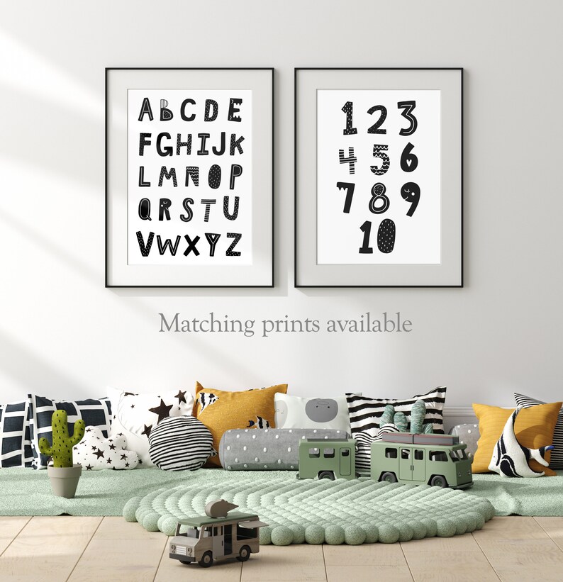 Monochrome Scandi Alphabet Print Boys Girls Kids Toddler - Etsy