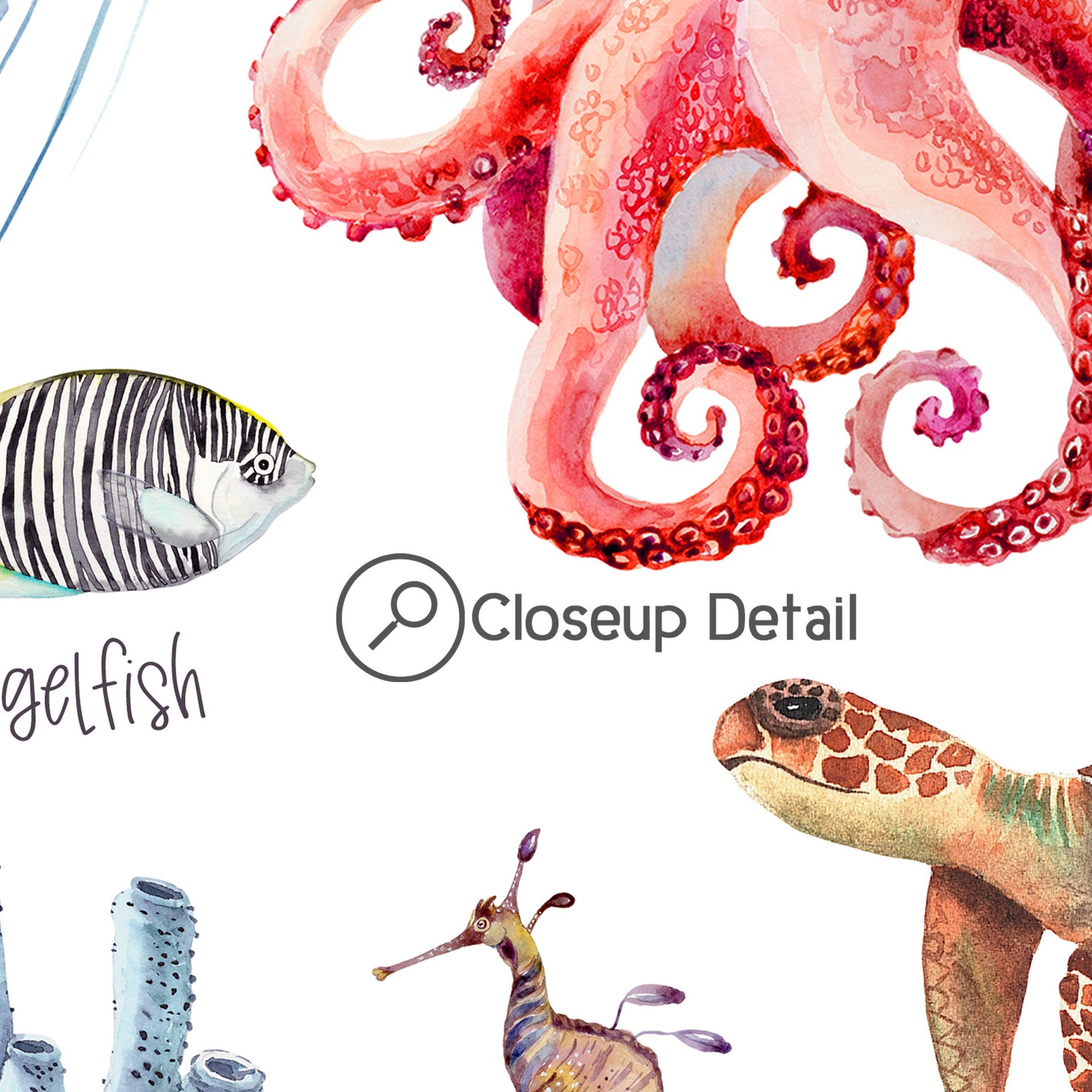 Ocean Art Print Sea Animal Poster Colourful Watercolour Nursery Wall ...