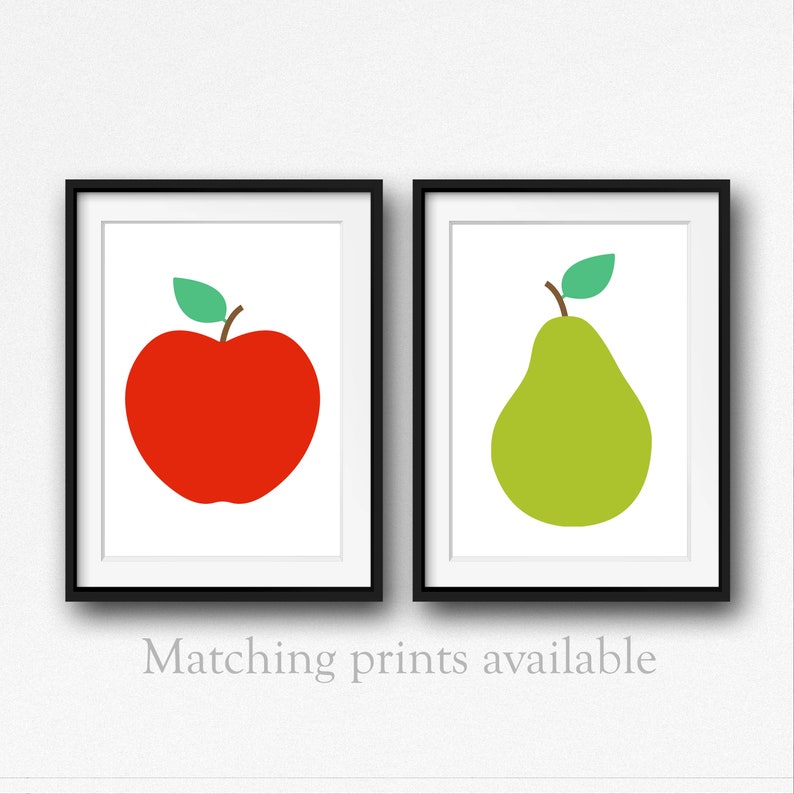 Big Green Pear Print Modern Bright Fruit Nursery Wall Art | Etsy