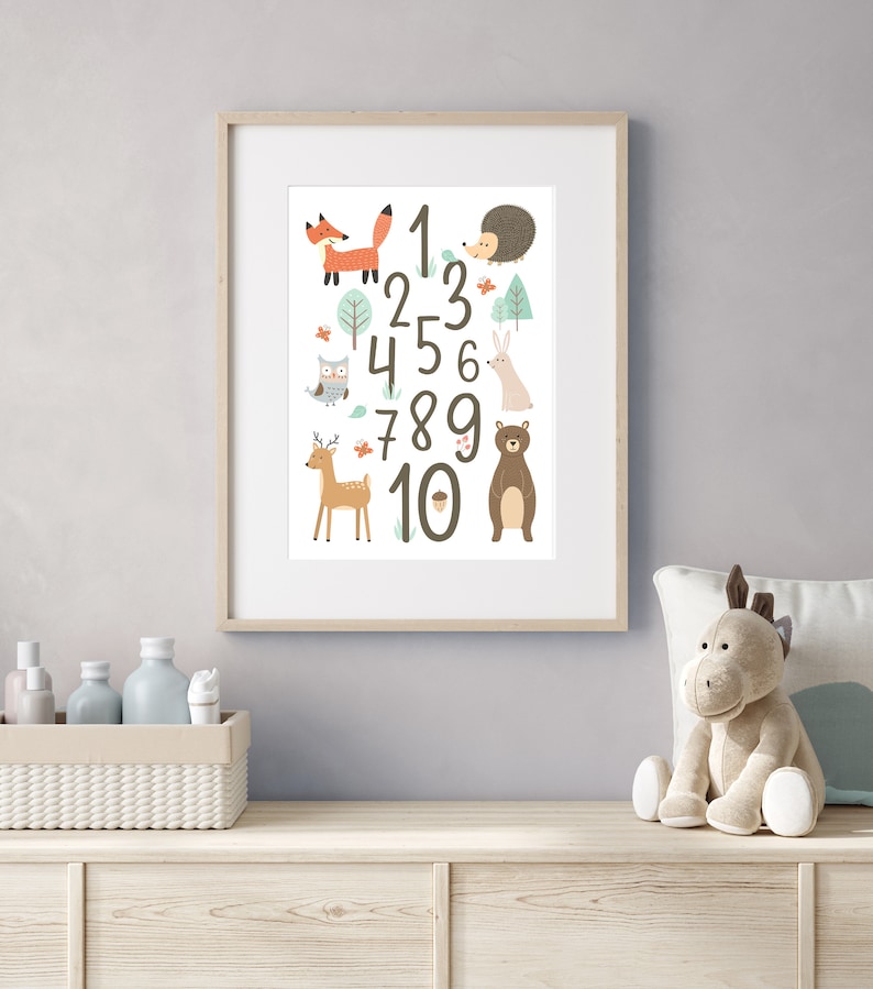Woodland Numbers Print Forest Animal Number Wall Art Boy Girl - Etsy UK
