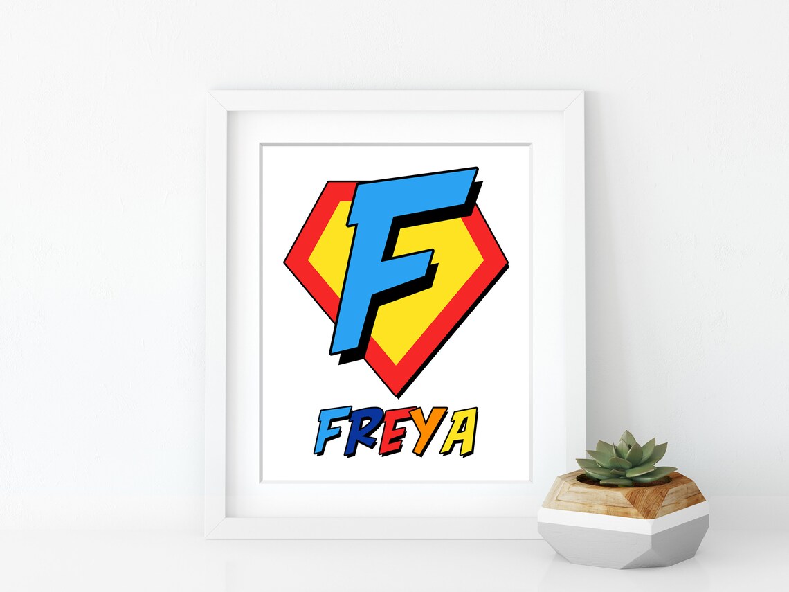 Personalised Superhero Name Print Cute Monogram Kids Poster | Etsy