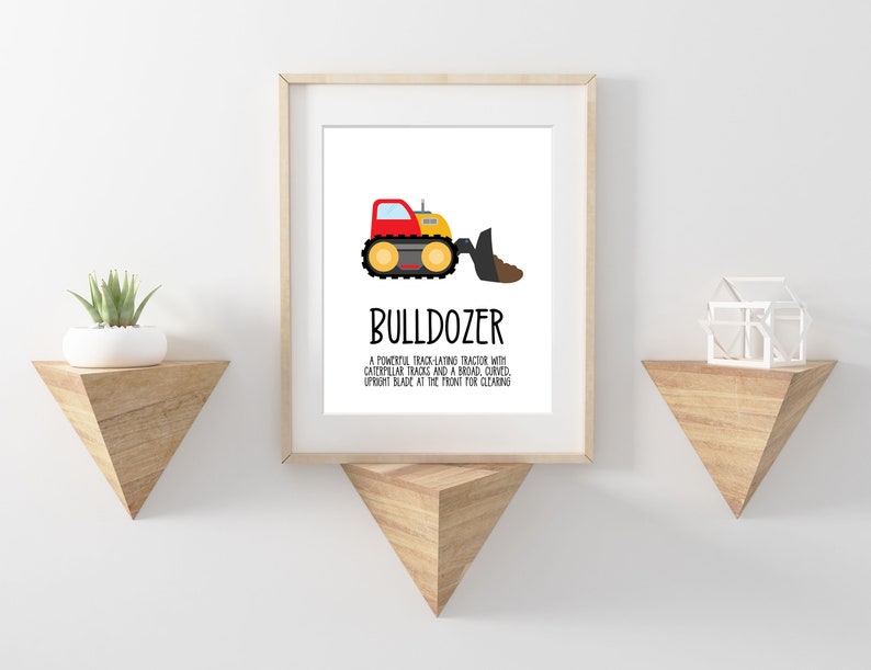 Bulldozer Print Cute Construction Decor Vehicle Bedroom | Etsy