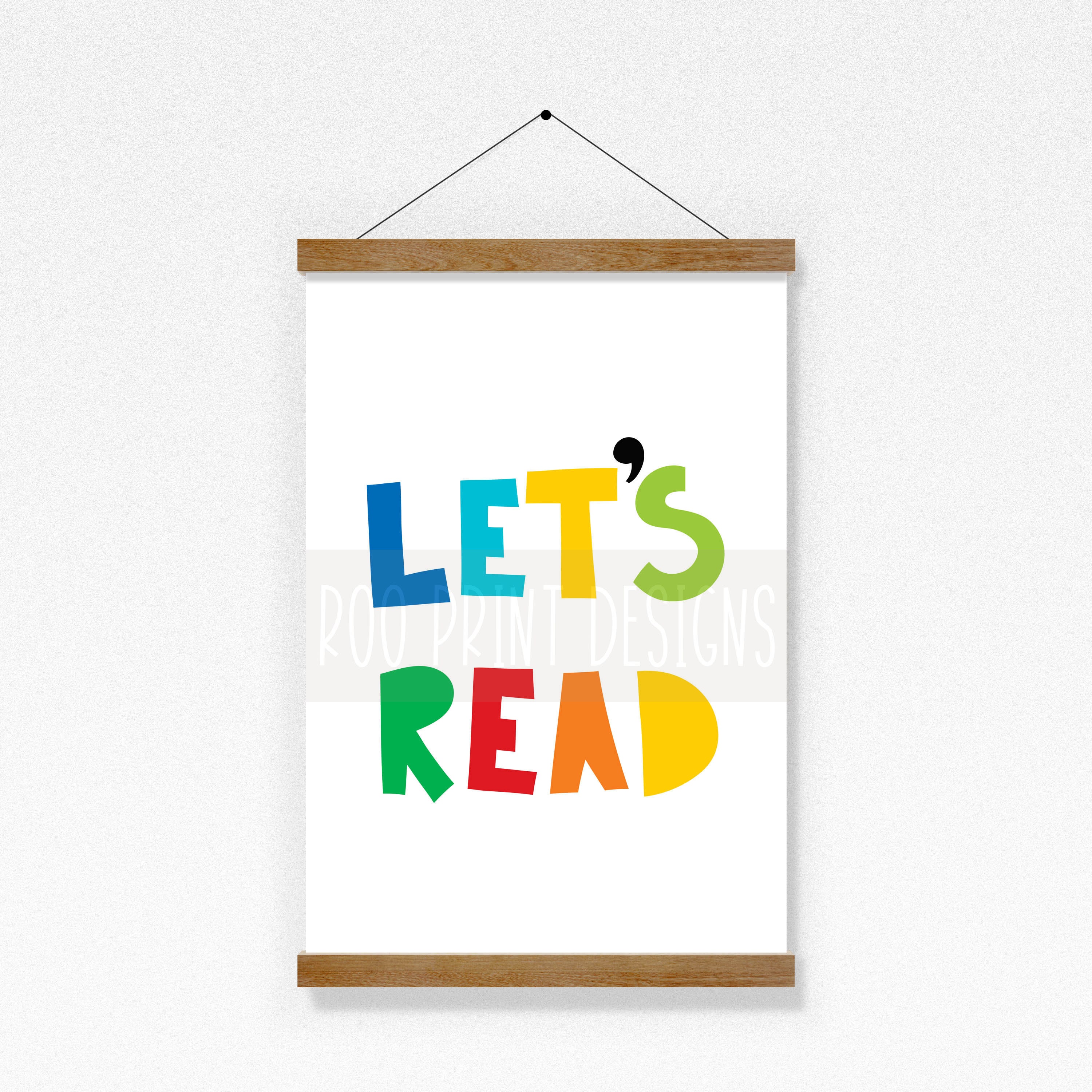 Let's Read Art Print Playroom Word Art Bright Toddlers Boys Girls Kids ...
