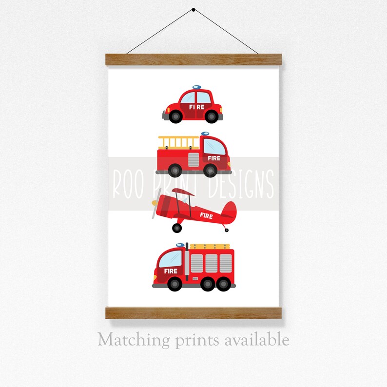 Emergency Vehicle Print Set Cute Toddler Wall Art Police | Etsy