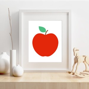Big Red Apple Print Modern Bright Fruit Nursery Wall Art Decor Baby ...