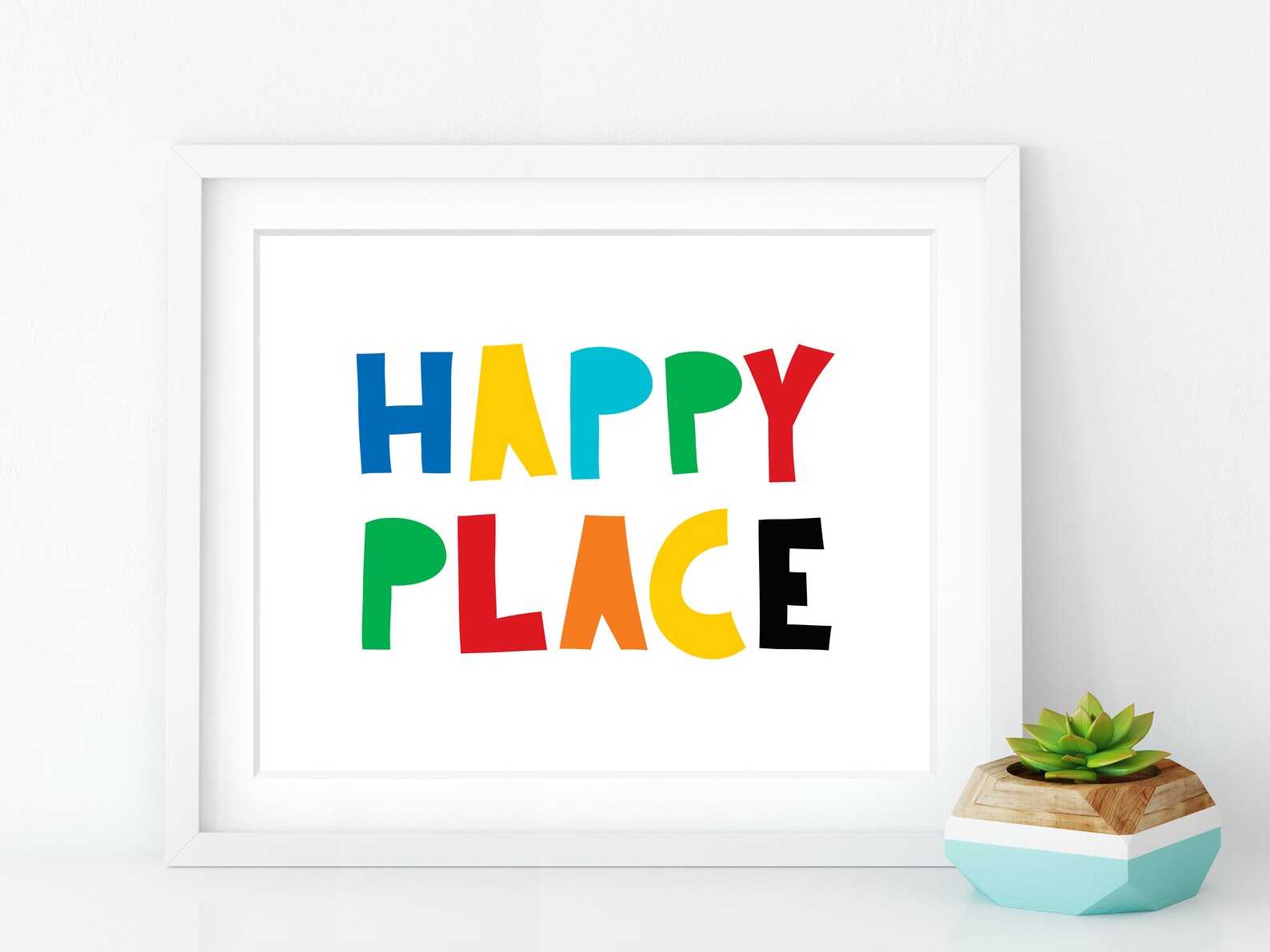 Happy Place Art Print Playroom Word Art Bright Toddlers Boys | Etsy