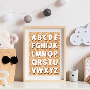 Giraffe Alphabet Print Neutral Kids Playroom Wall Art Pattern Skin Hide ...