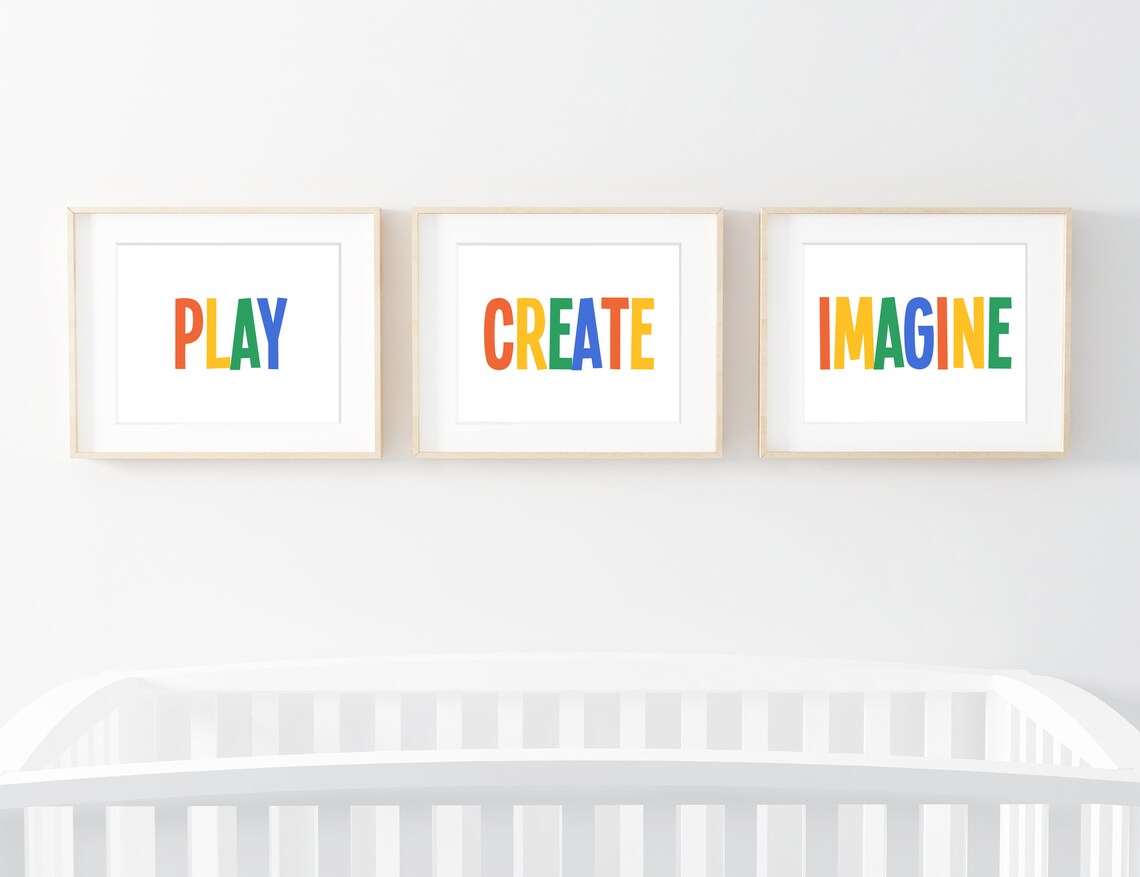 Playroom Words Art Print Set Boys Girls Kids Toddler Childrens | Etsy