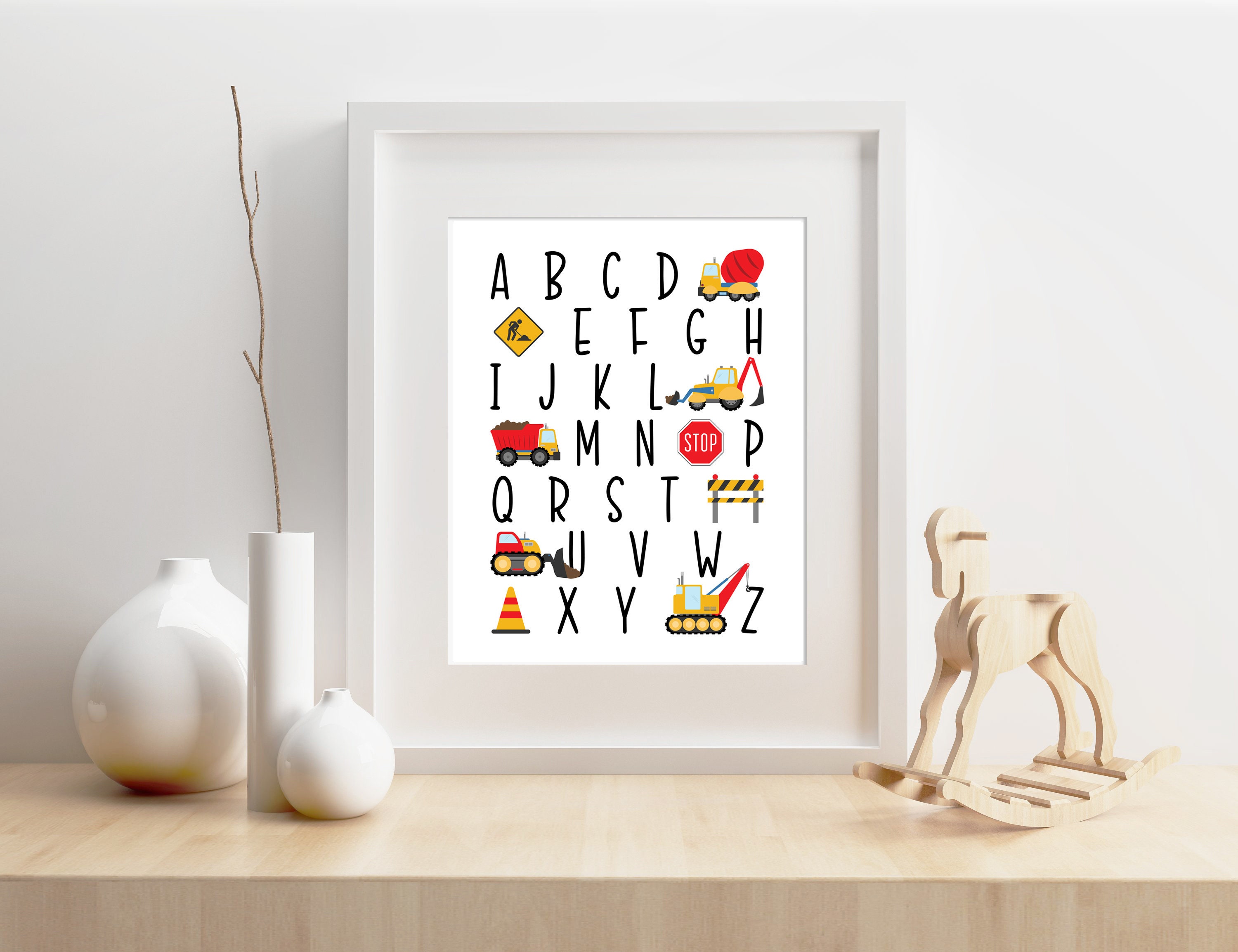 Construction Alphabet Print Transportation Nursery Wall Art Decor ...