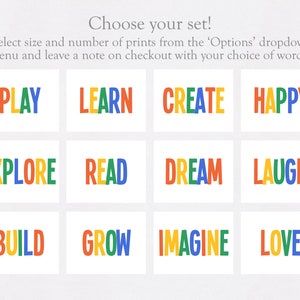 Playroom Words Art Print Set Boys Girls Kids Toddler Childrens Playroom ...