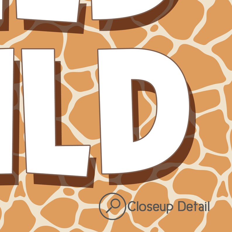 Giraffe Pattern Wild Child Word Art Print Poster Cute Safari - Etsy UK