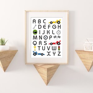 Racing Cars Alphabet Print Race Track ABC Car Poster Cute Colourful ...