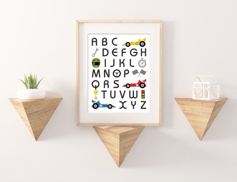 Racing Cars Alphabet Print Race Track ABC Car Poster Cute - Etsy