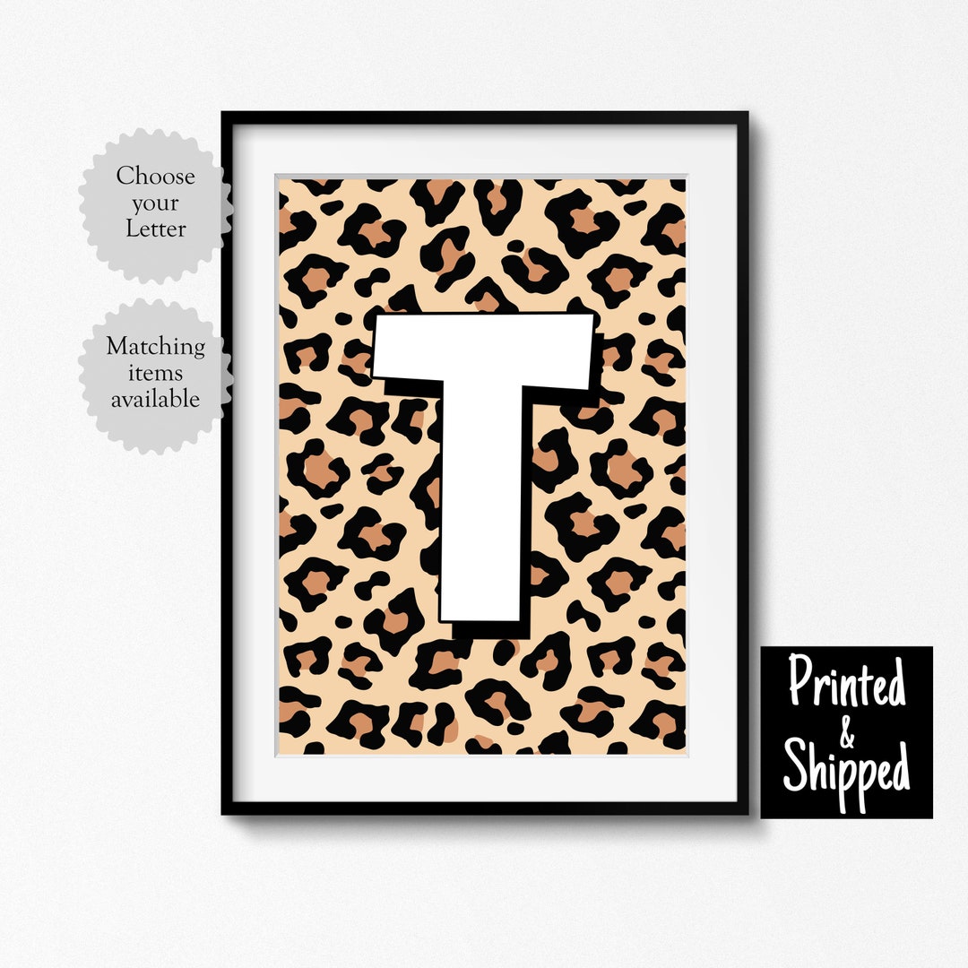 Personalised Leopard Print Letter Poster Animal Jungle Themed Nursery ...