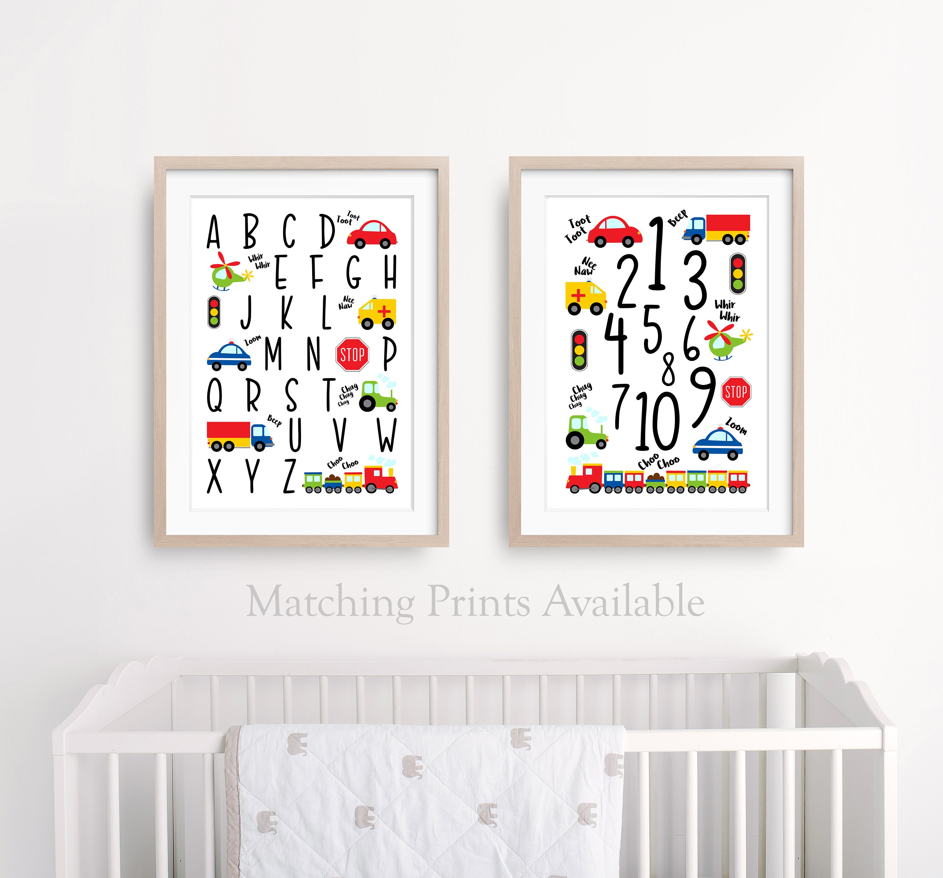 Transport Numbers Print Counting Transportation Nursery Wall | Etsy