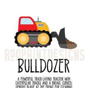 Bulldozer Print Cute Construction Decor Vehicle Bedroom Playroom ...