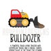 Bulldozer Print Cute Construction Decor Vehicle Bedroom Playroom ...