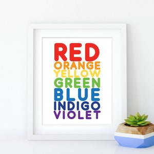 Rainbow Colours Word Art Print Rainbow Playroom Toddler Wall Decor Baby ...