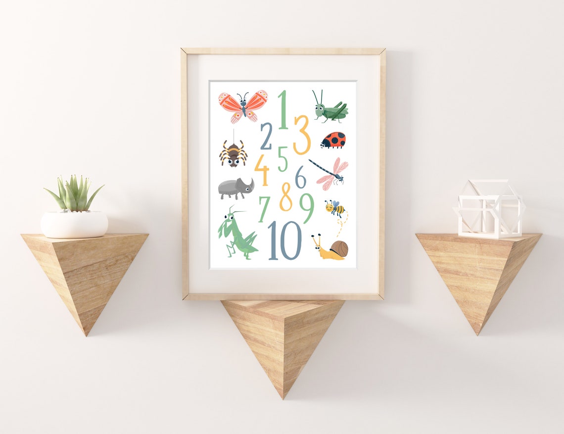 Cute Bug Insect Numbers Print Toddler Counting Wall Art | Etsy