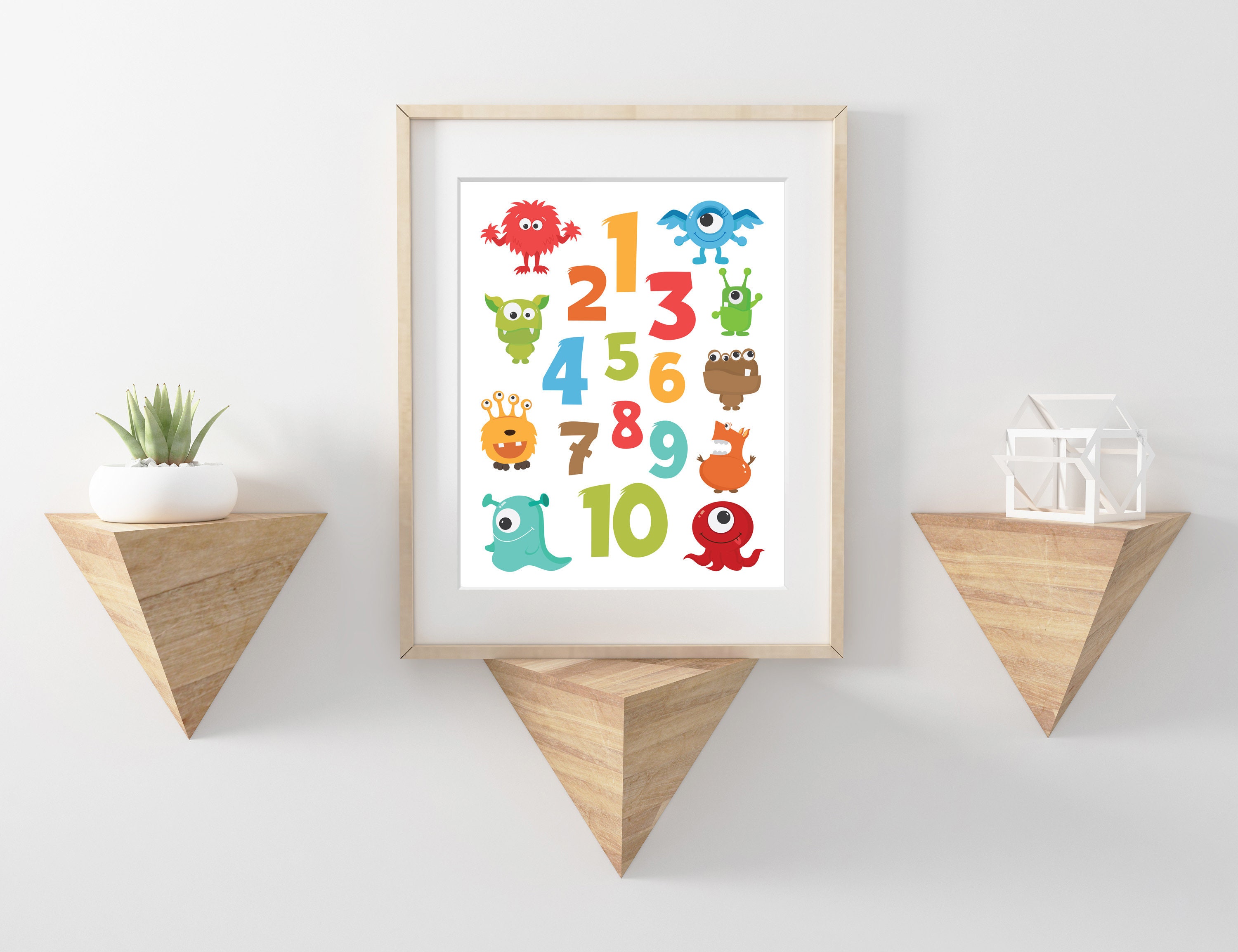 Monster Number Print Fun Cute Counting Wall Art Boys Girls Kids Toddler ...