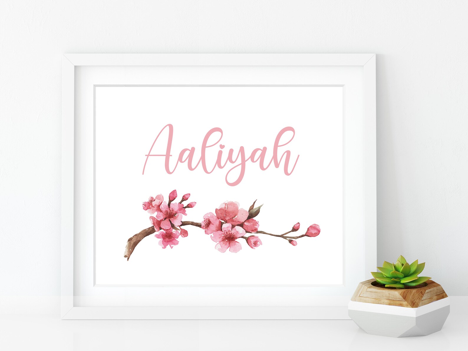 Cherry Blossom Name Print Pretty Personalised Pink Nursery | Etsy