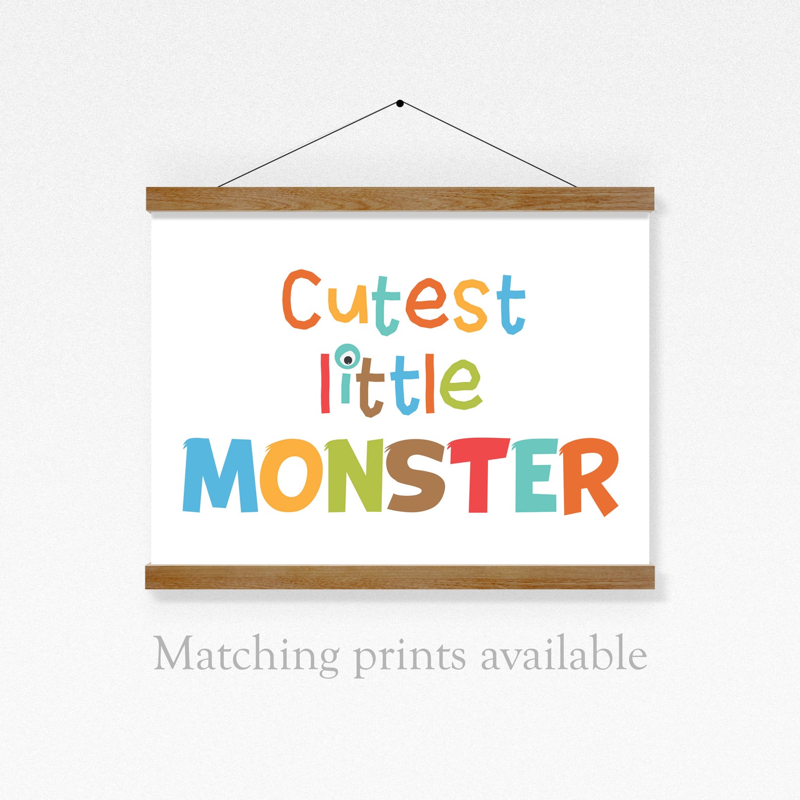 Cute Monster Print Set Colourful Nursery Wall Art Decor Boys Kids ...