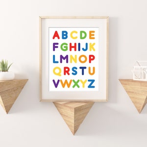 Rainbow Alphabet Print Rainbow Nursery Wall Art Colourful Poster ...