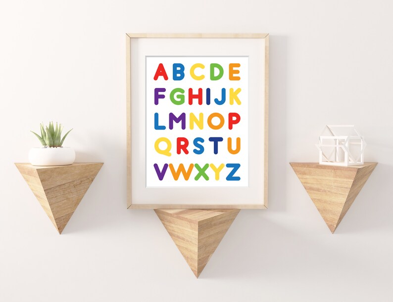 Rainbow Alphabet Print Rainbow Nursery Wall Art Colourful Poster ...