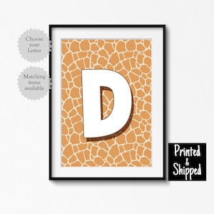Giraffe Initial Print Capital Letter Kids Wall Decor Personalised ...