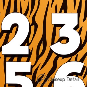 Tiger Number Print Kids Childrens Playroom Orange Wall Art Counting ...