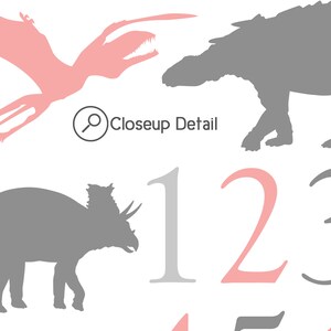 Girls Dinosaur Number Print Counting Bedroom Playroom Nursery Wall Art ...