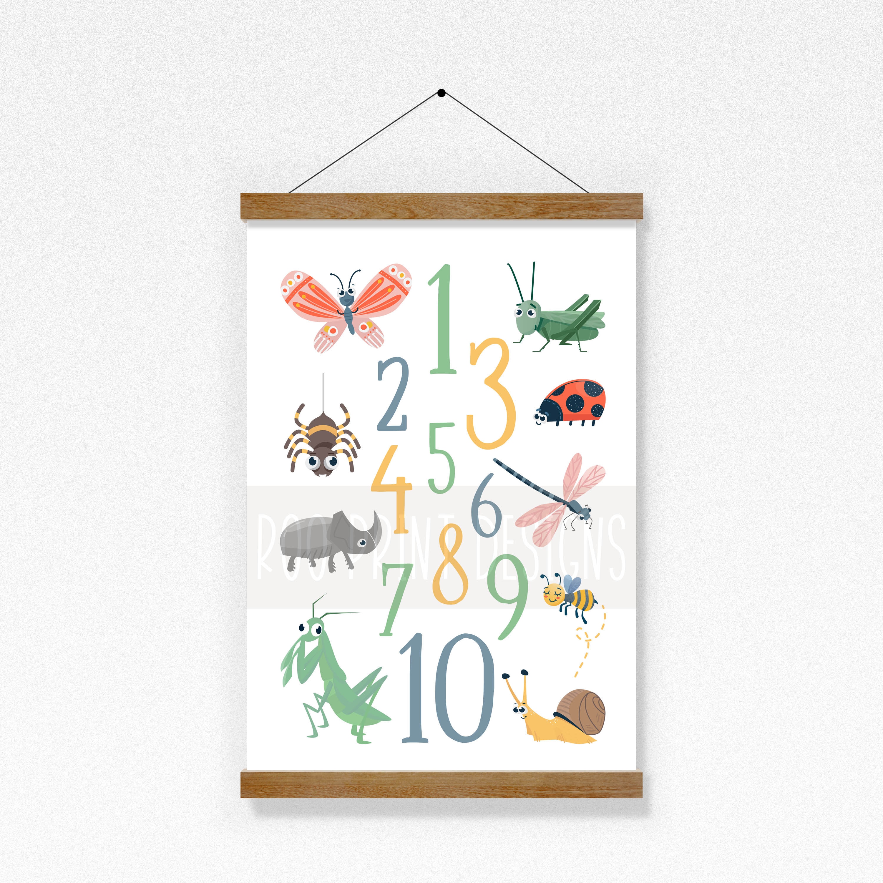 Cute Bug Insect Numbers Print Toddler Counting Wall Art Nursery Poster ...