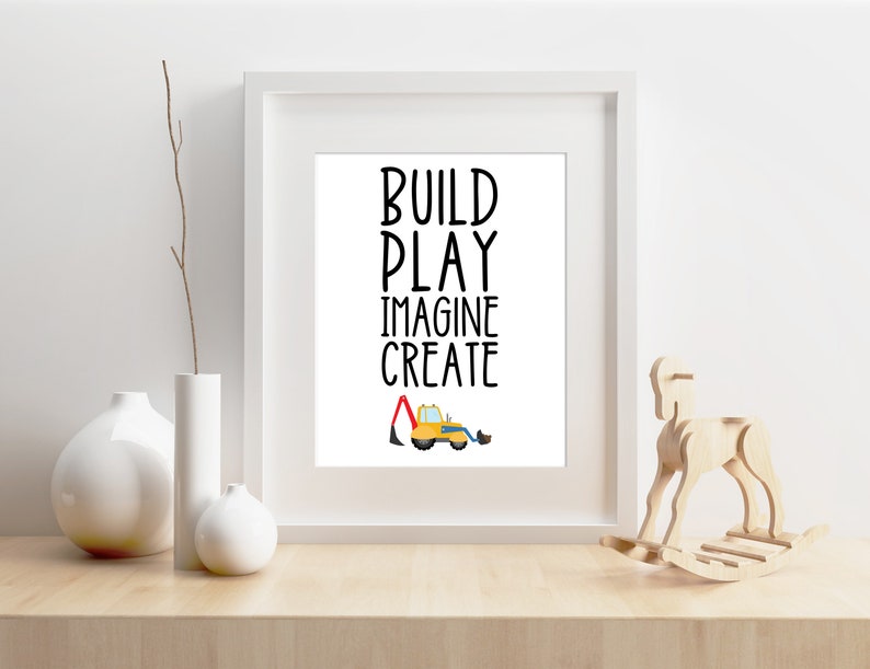 Build Play Imagine Create Print Construction Playroom Words | Etsy