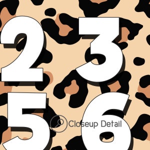 Leopard Print Number Poster Neutral Kids Animal Playroom Bedroom Wall ...