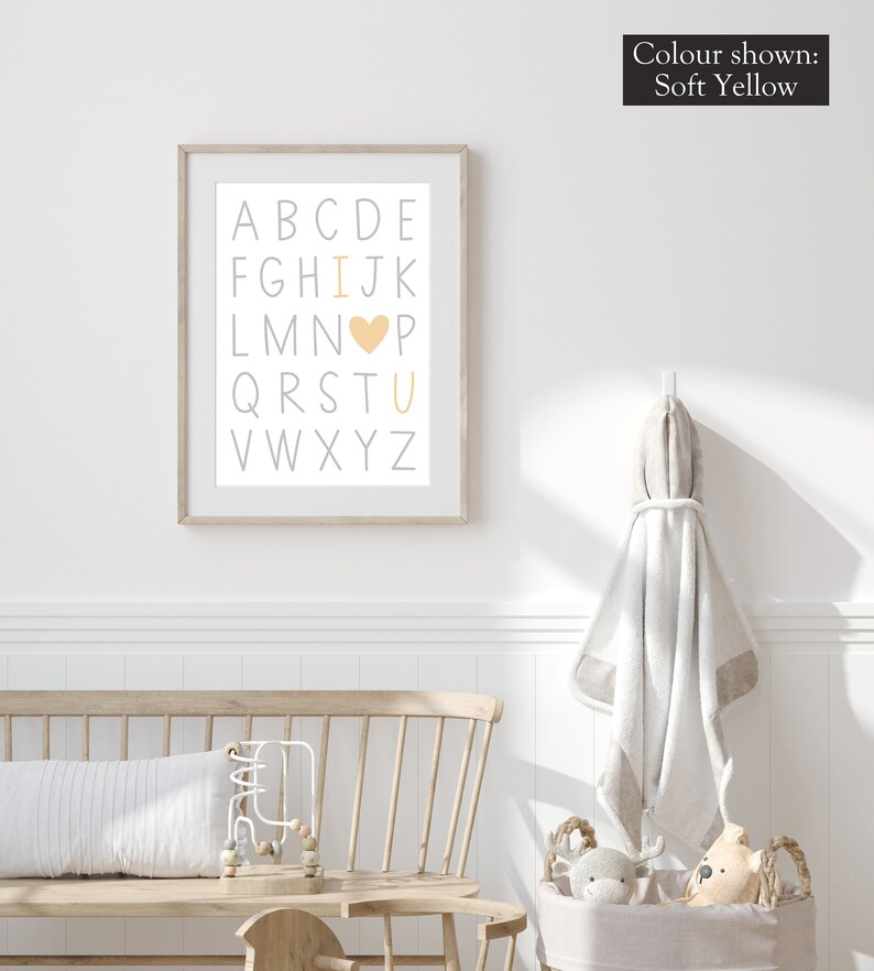 I Heart You U Alphabet Print Custom Colour Bedroom Cute Playroom ...