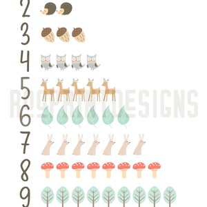 Woodland Counting Print Cute Neutral Wall Art Kids Toddler Childrens ...